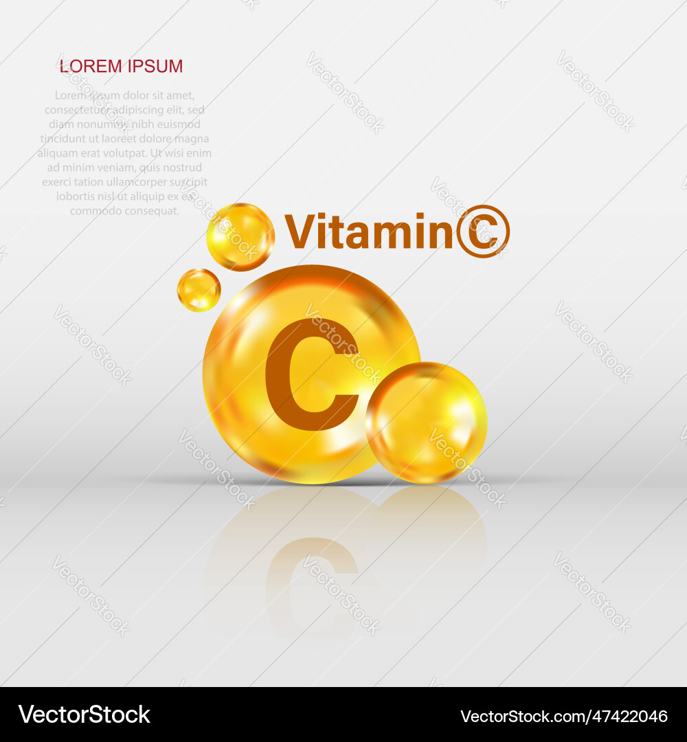 Vitamin c icon in flat style pill capsule Vector Image