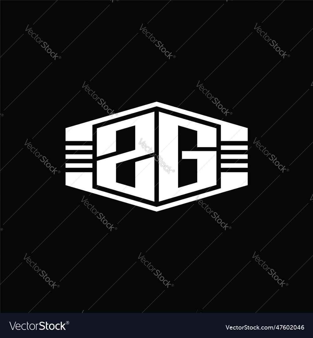 Zg letter logo monogram hexagon emblem shape Vector Image