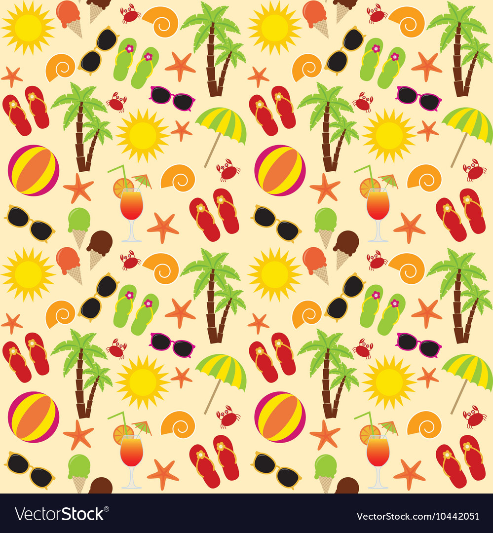 Beach seamless pattern Royalty Free Vector Image