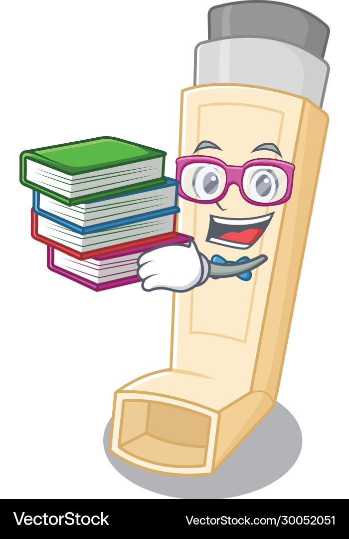 Cool and clever student asthma inhaler mascot Vector Image