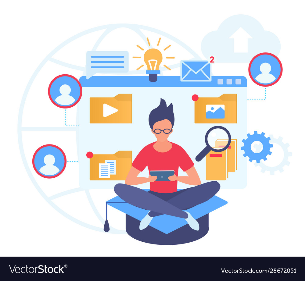Distance learning flat Royalty Free Vector Image