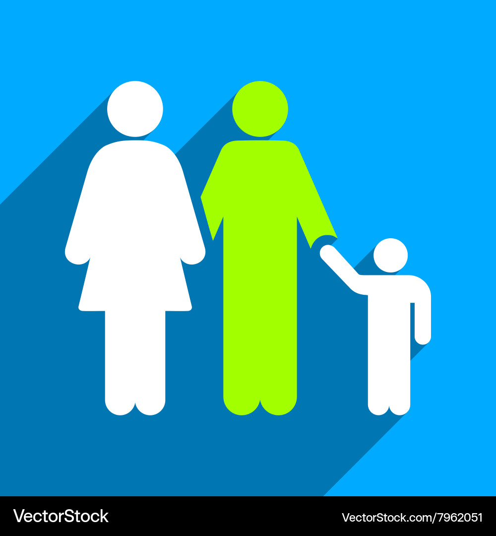 Family flat square icon with long shadow Vector Image