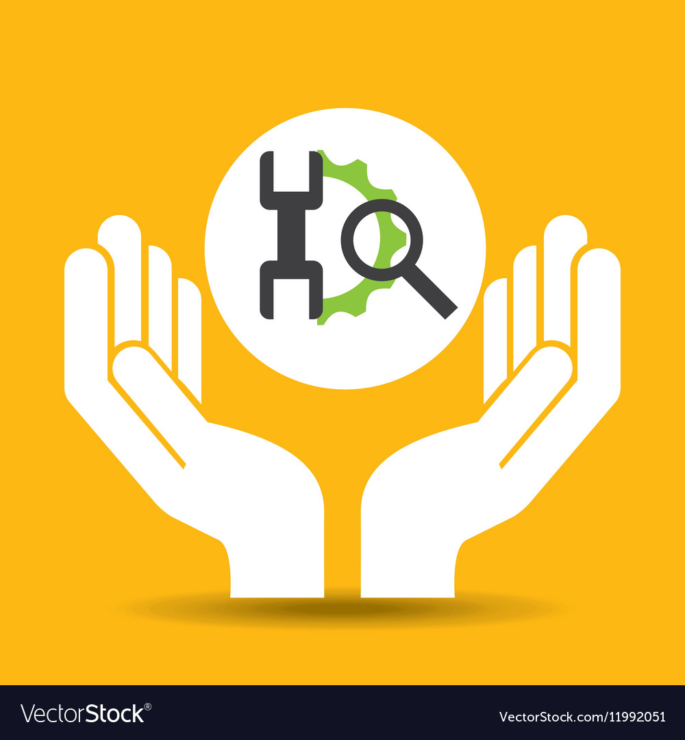 Hand optimization technology tool gear icon Vector Image