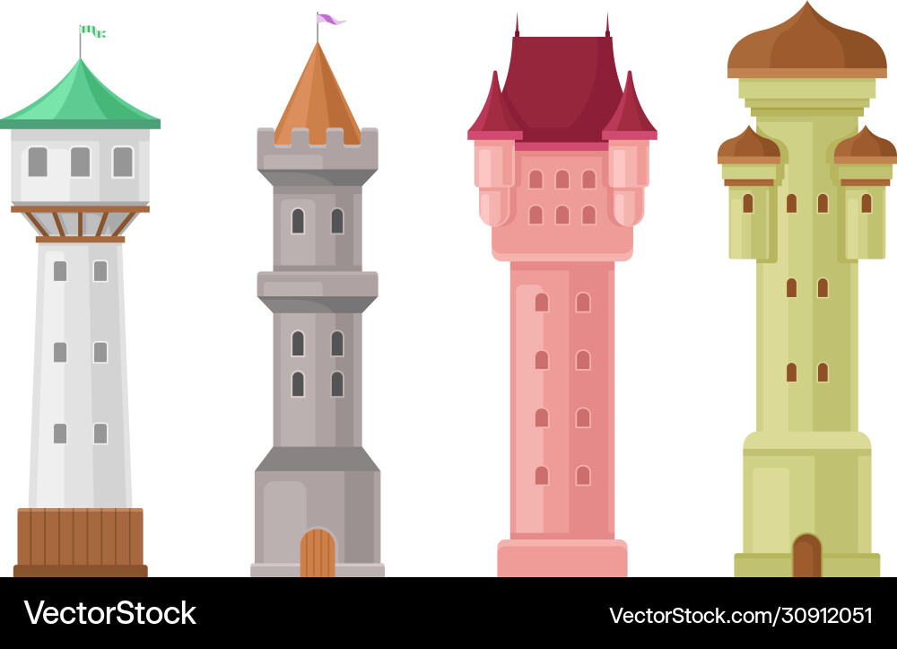 High stone towers with castellation walls Vector Image