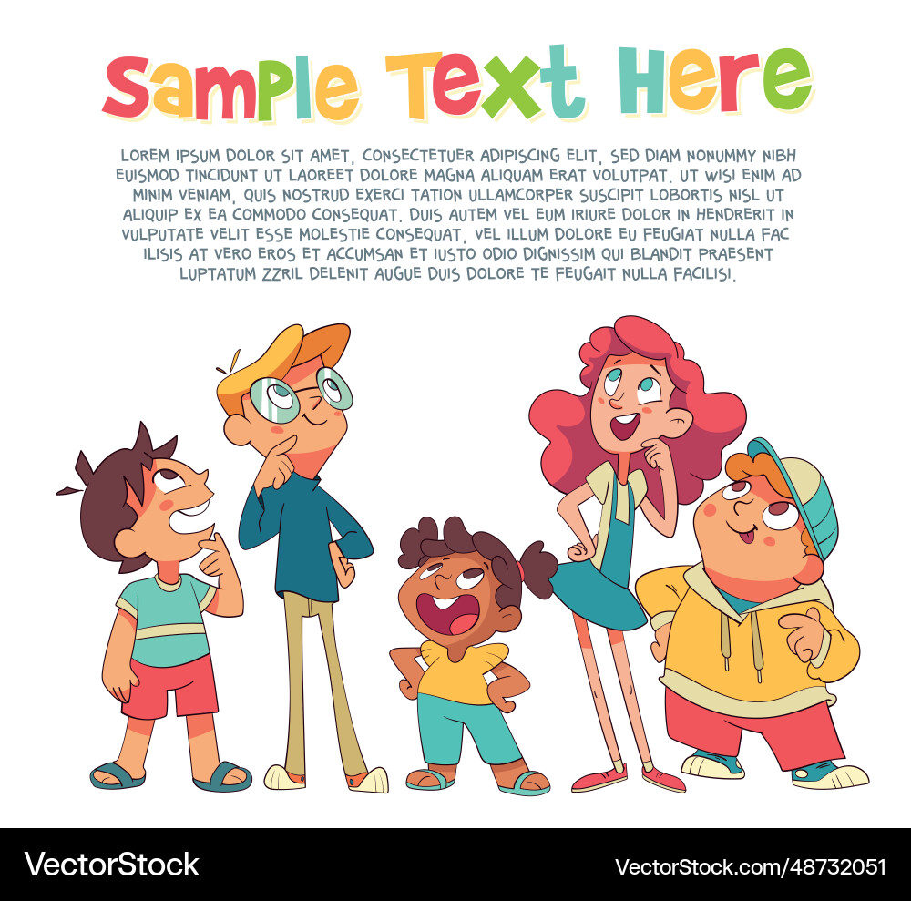 Kids look up interestedly child template Vector Image