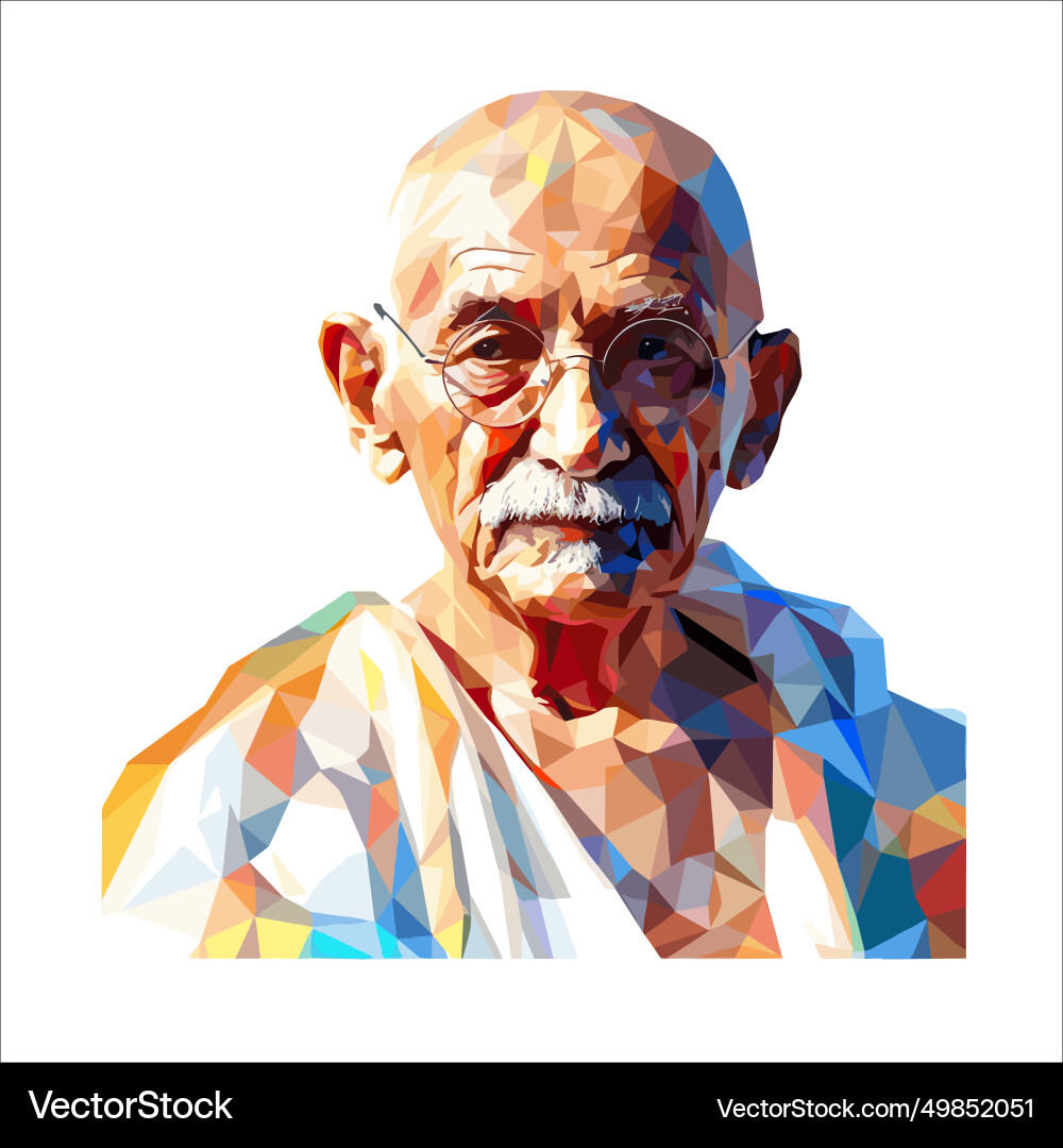 Mahatma gandhi low poly art Royalty Free Vector Image
