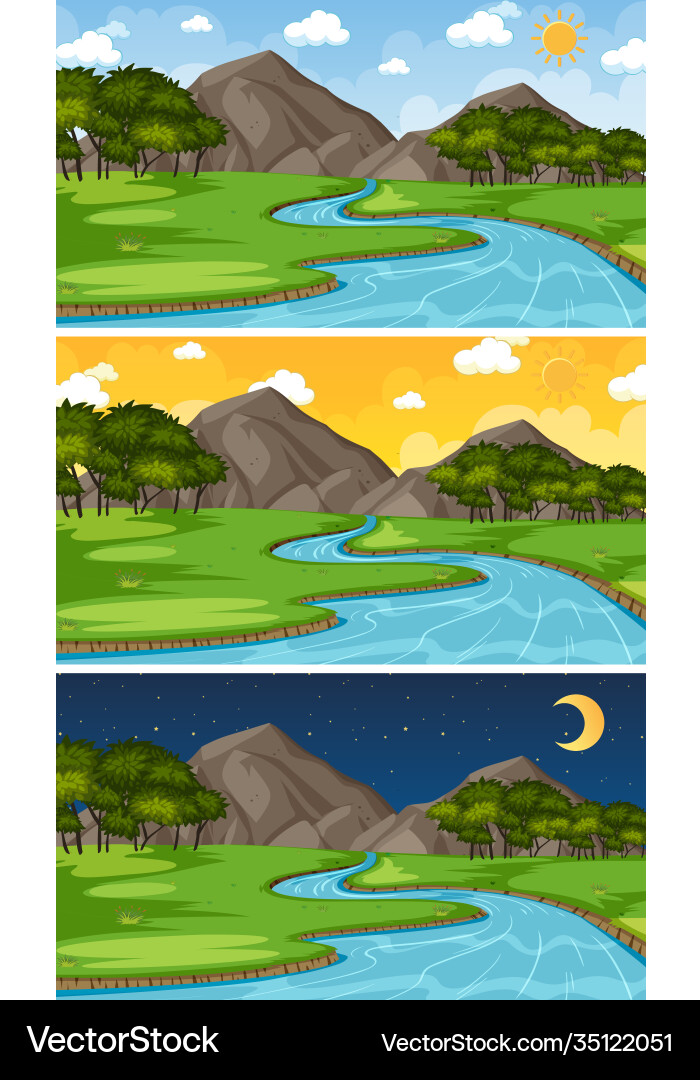 Nature landscape scene at different times day Vector Image