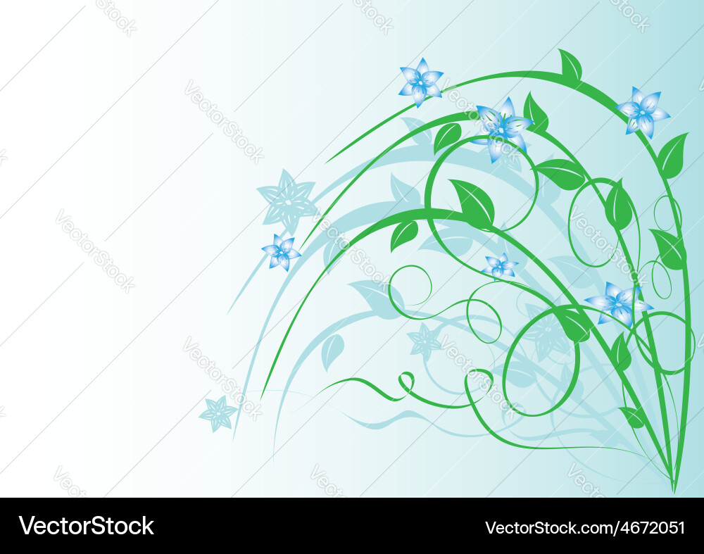 Plant with blue flowers on light blue Royalty Free Vector