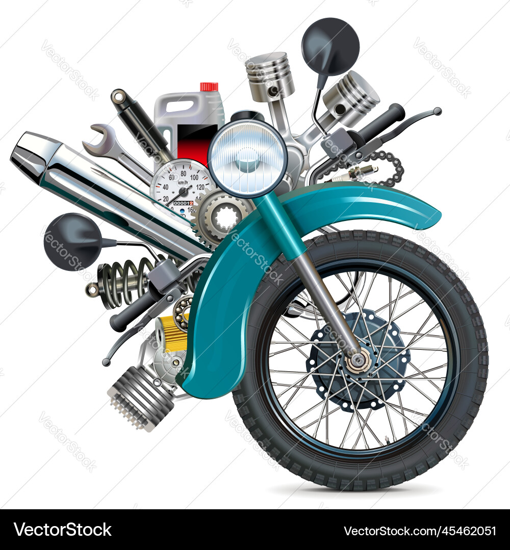 Retro motorcycle wheel with spares Royalty Free Vector Image