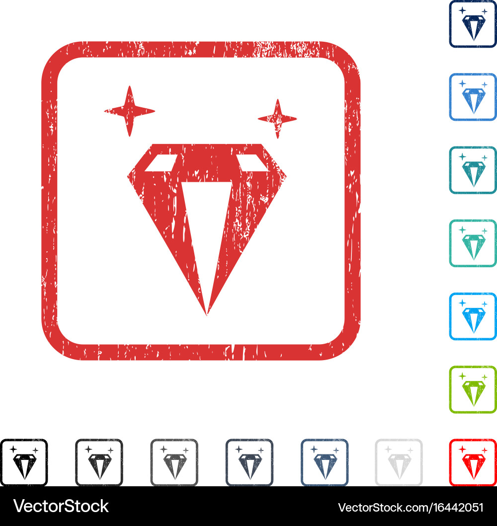 Sparkle diamond crystal icon rubber watermark Vector Image
