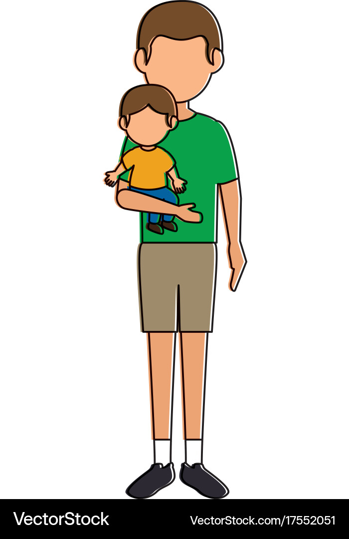 Young father with son avatar character Royalty Free Vector