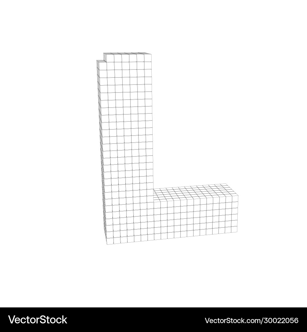 3d pixelated capital letter l outline Royalty Free Vector