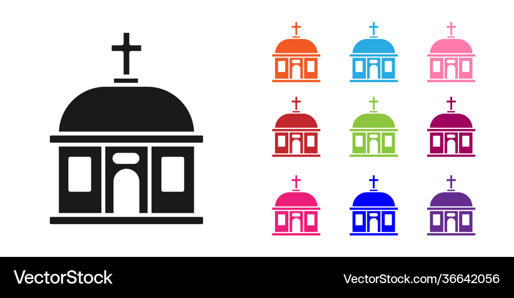 Black santorini building icon isolated on white Vector Image