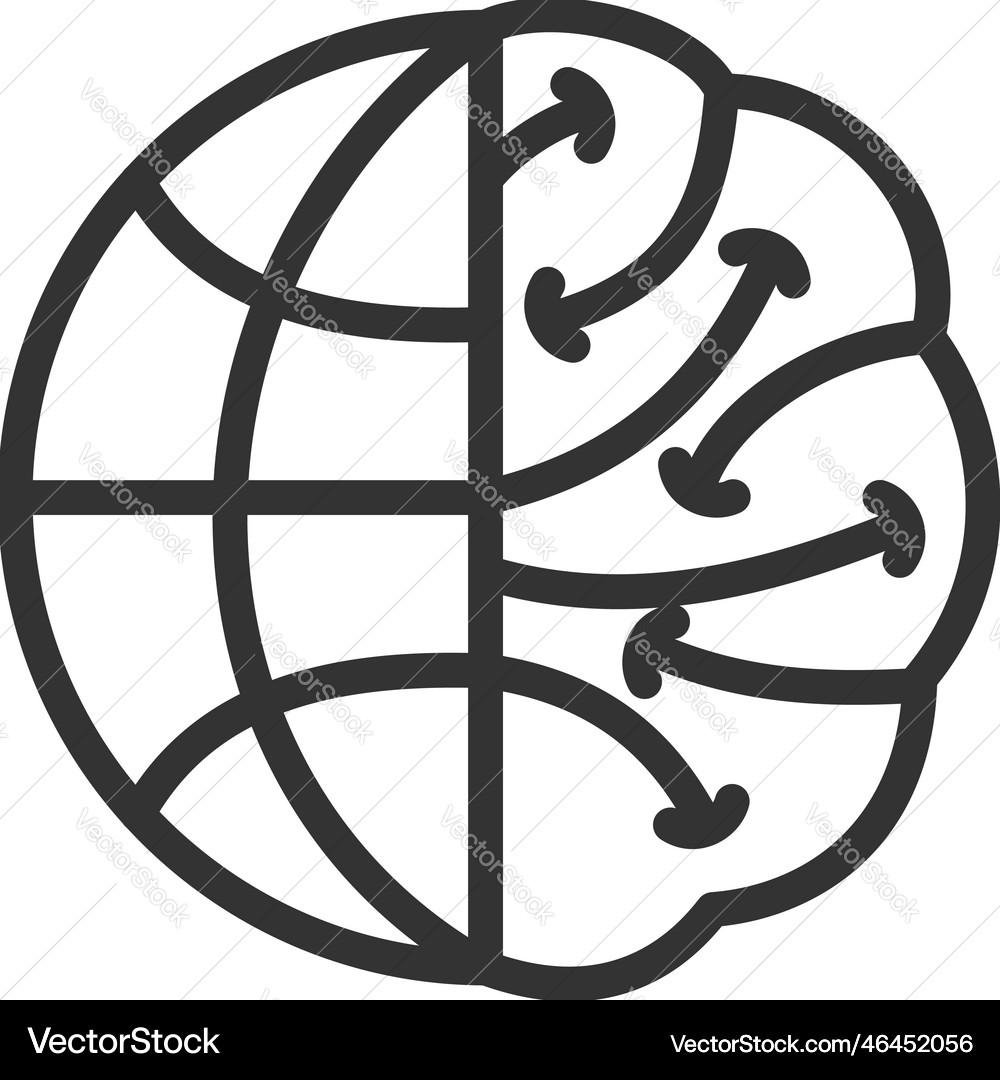Brain world logo template icon brand identity Vector Image