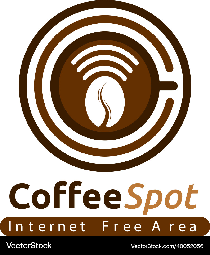 Coffee cup with wifi hotspot logo template design Vector Image