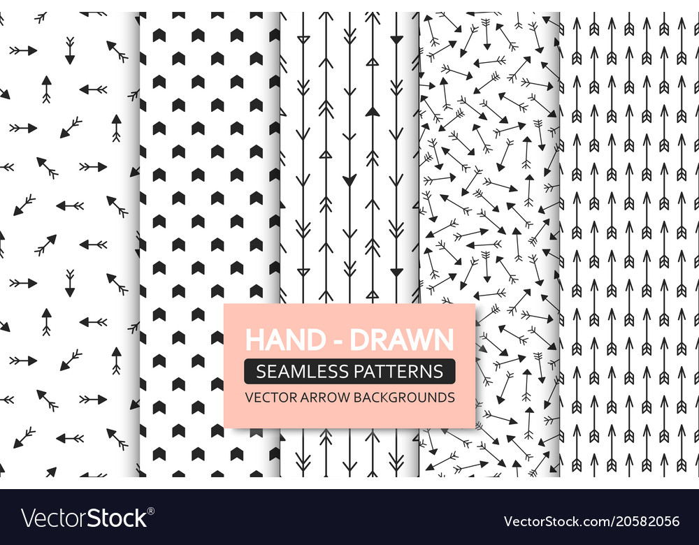 Collection of seamless patterns arrows Royalty Free Vector