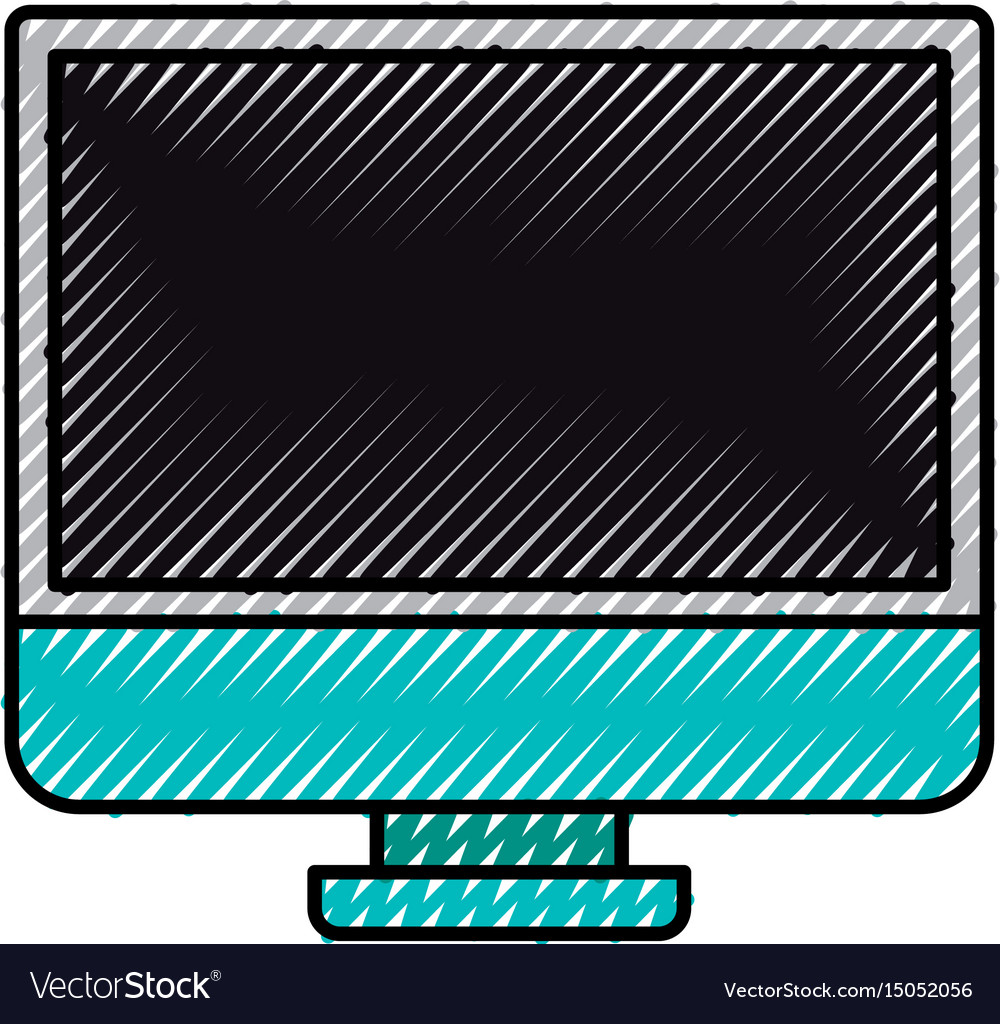 Colored crayon silhouette of lcd monitor Vector Image