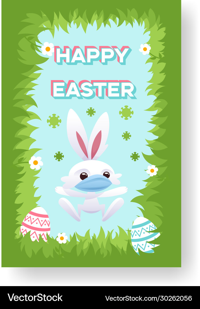 Colorful cartoon style easter bunny with a face Vector Image