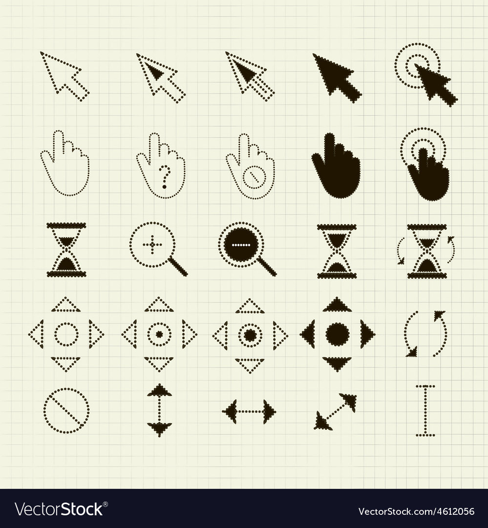Cursors points 25 pieces Royalty Free Vector Image