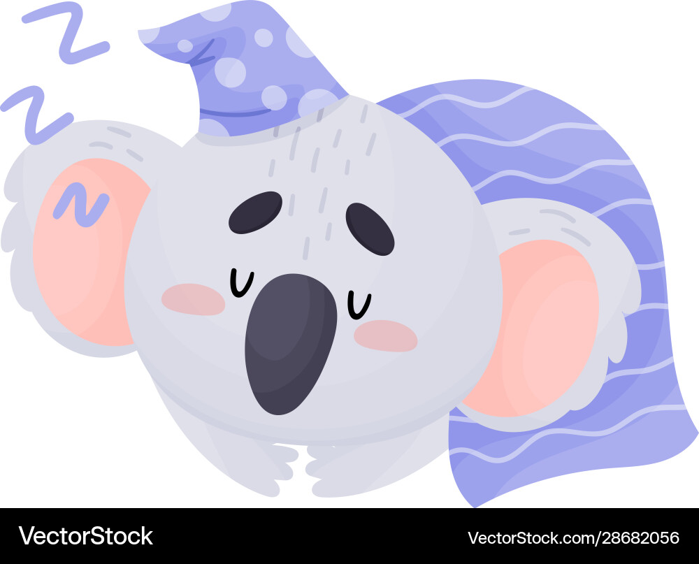 Cute koala cartoon character sleeping covered Vector Image