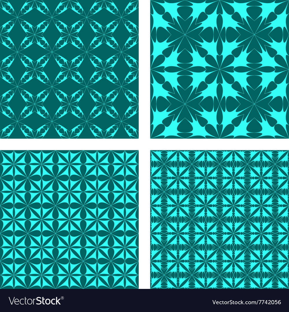 Cyan seamless pattern background set Royalty Free Vector