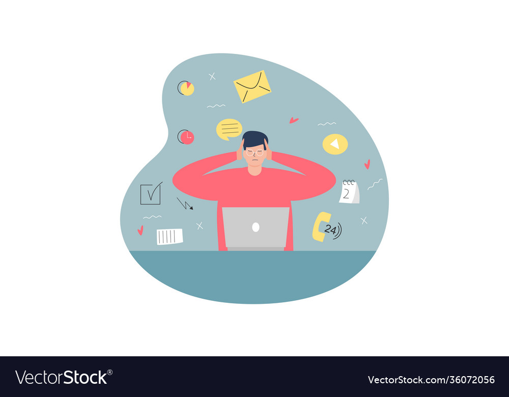 Information overload and multitasking problems Vector Image