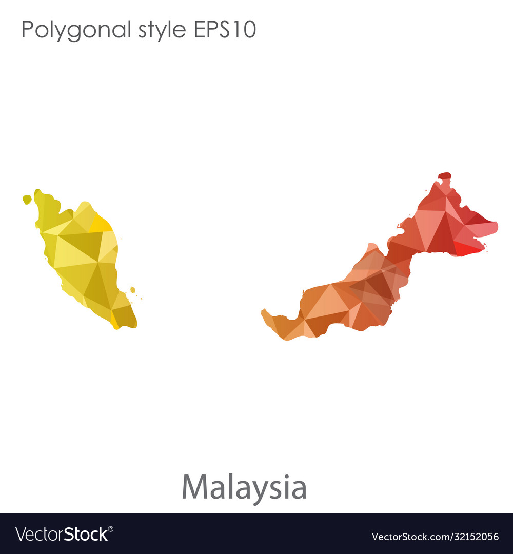 Isolated icon malaysia map polygonal geometric Vector Image Isolated icon malaysia map polygonal geometric Vector Image