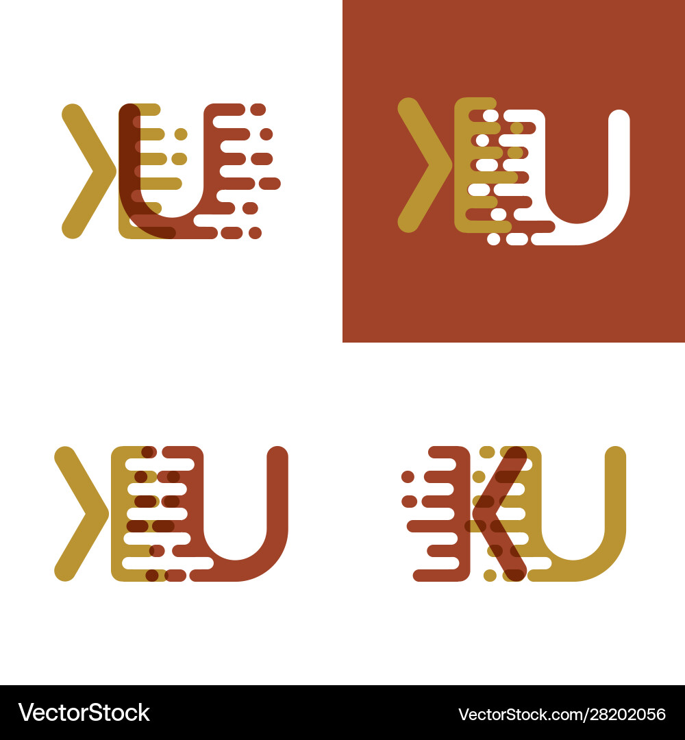 Ku letters logo with accent speed in light brown Vector Image