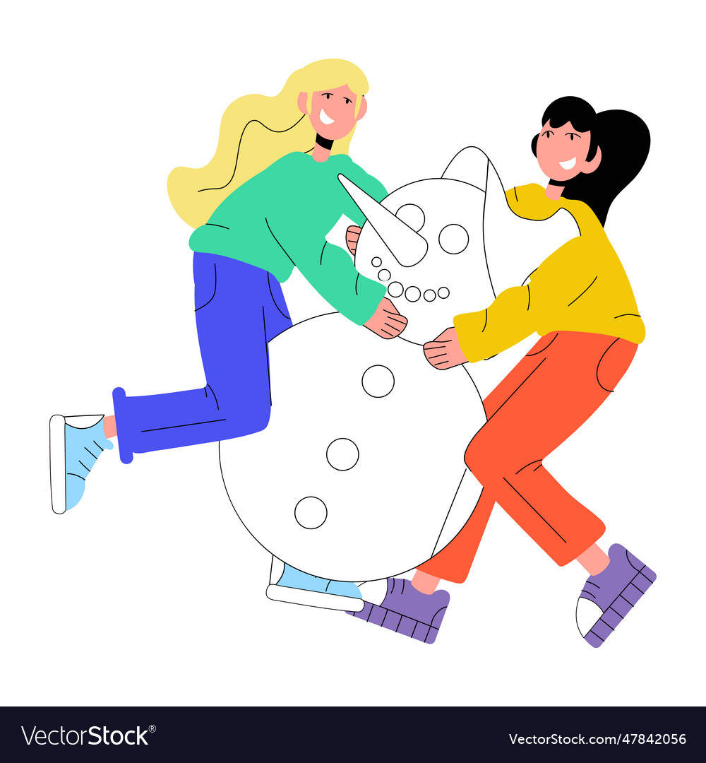 Making snowman Royalty Free Vector Image - VectorStock
