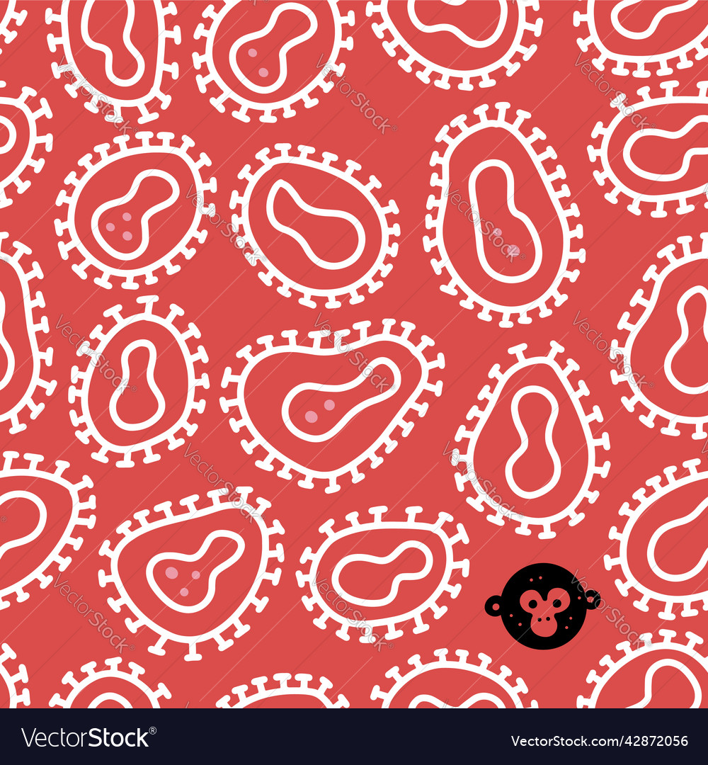 Monkeypox virus cells seamless pattern linear Vector Image
