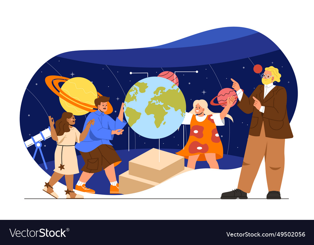 Planetarium excursion concept Royalty Free Vector Image