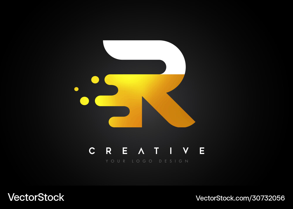 R melted golden letter logo design creative Vector Image