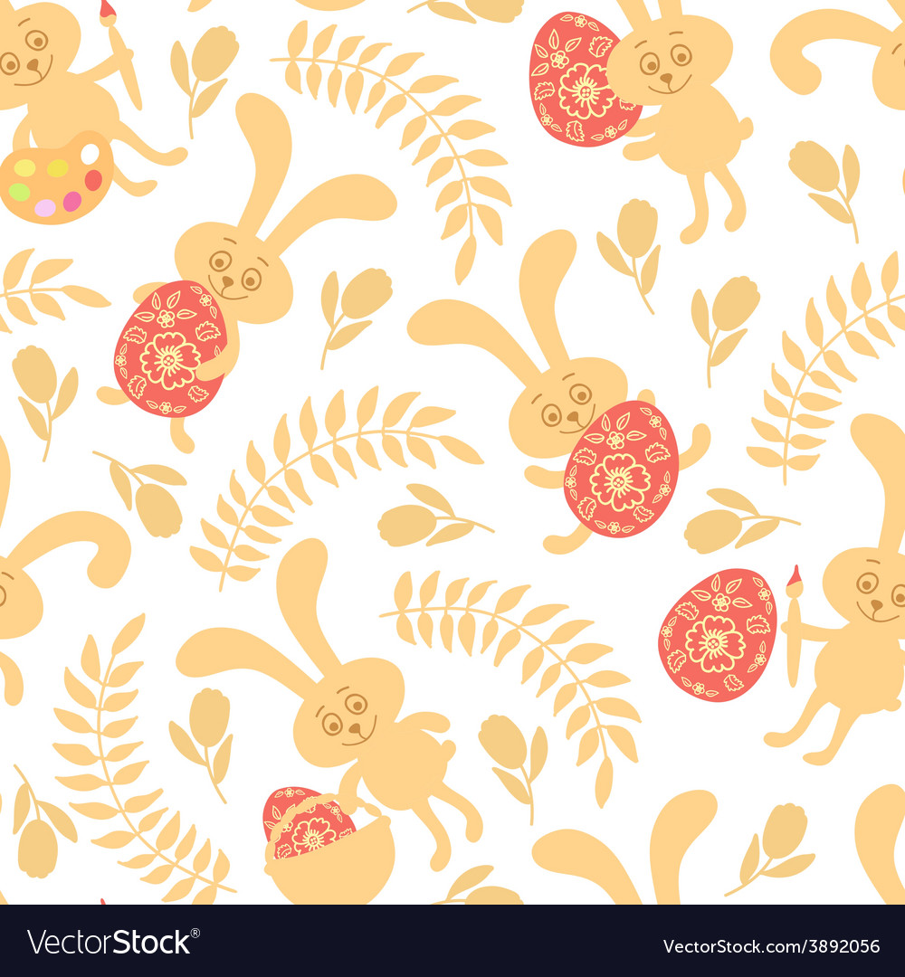 Seamless pattern easter bunnies Royalty Free Vector Image