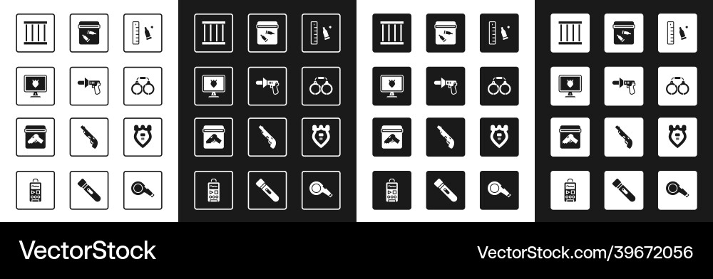 Set bullet casing with ruler police megaphone Vector Image
