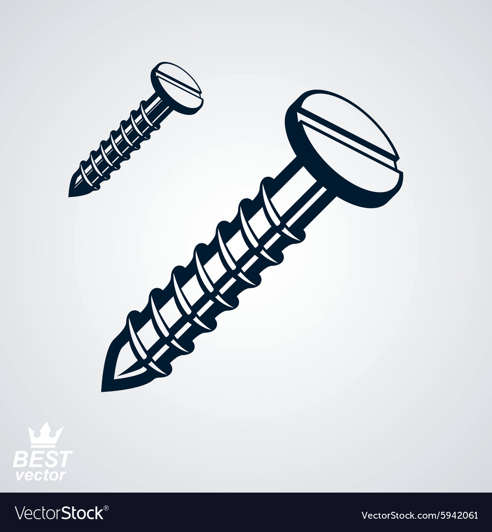 3d classic screw includes additional version Vector Image