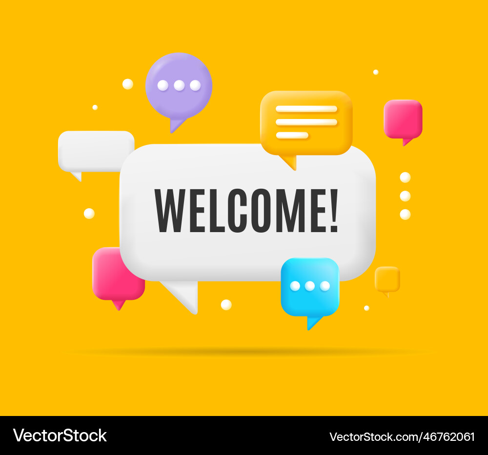 3d welcome banner concept cartoon style Royalty Free Vector