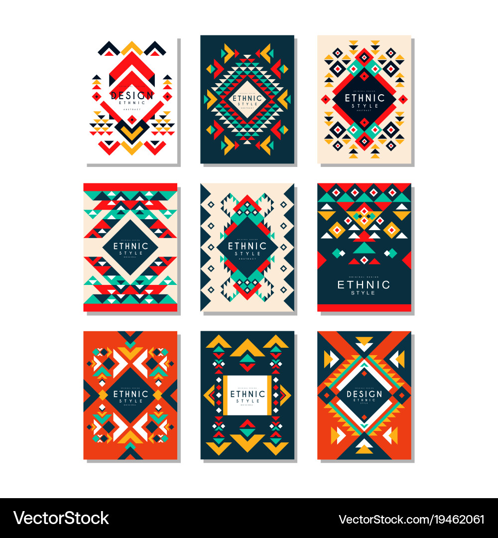 Collection of card templates with ethnic patterns Vector Image