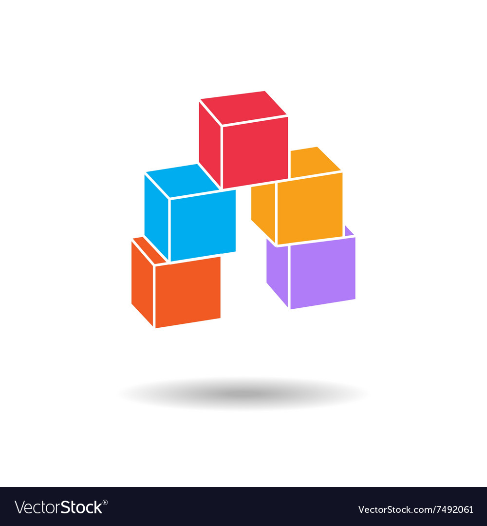 Cube composition icon perspective view pyramid Vector Image