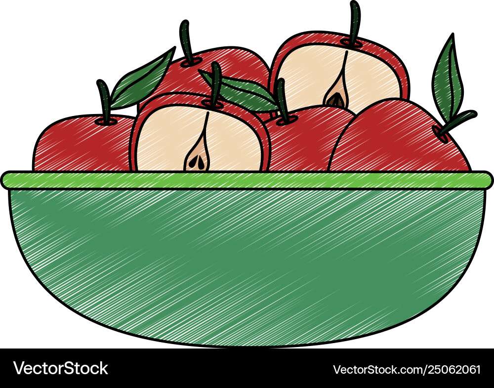 Fresh apples fruits in bowl Royalty Free Vector Image