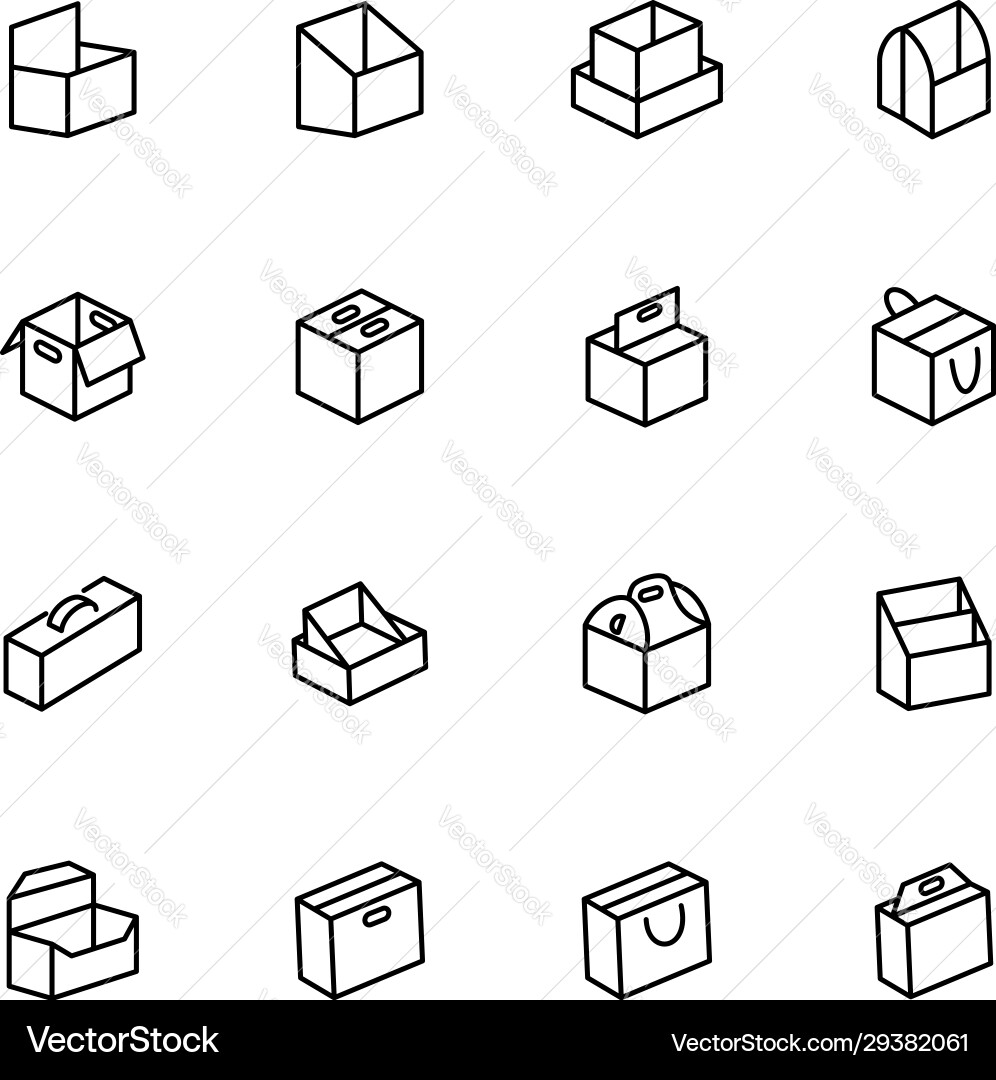 Line icon set related to paper box model Vector Image