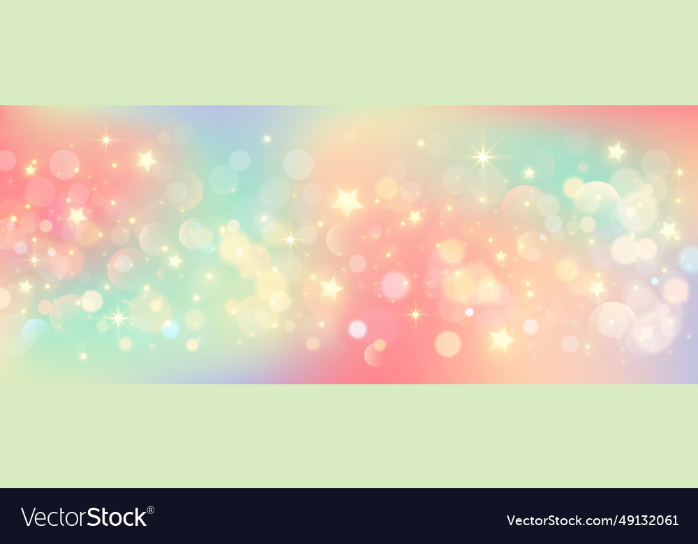 Rainbow unicorn pastel background with glitter Vector Image