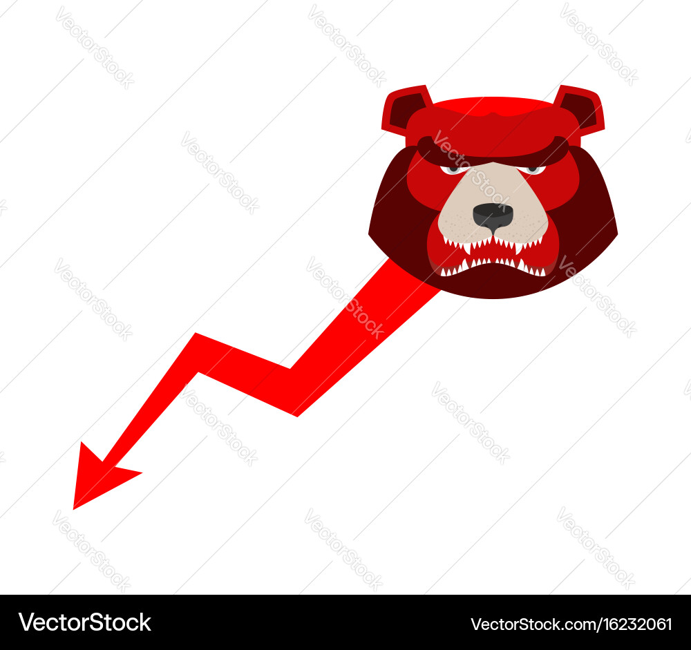 Red bear down arrow exchange trader business Vector Image
