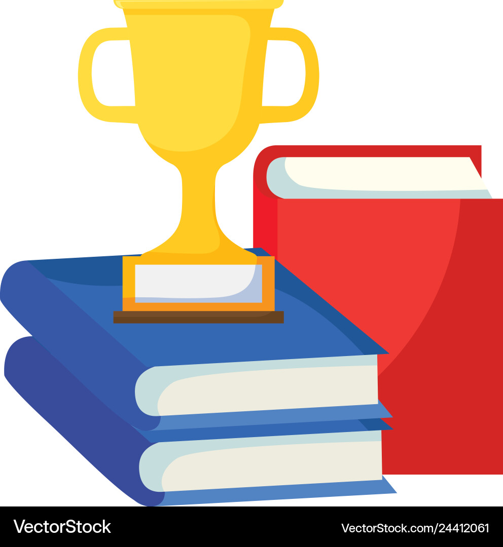 Text books with trophy cup Royalty Free Vector Image