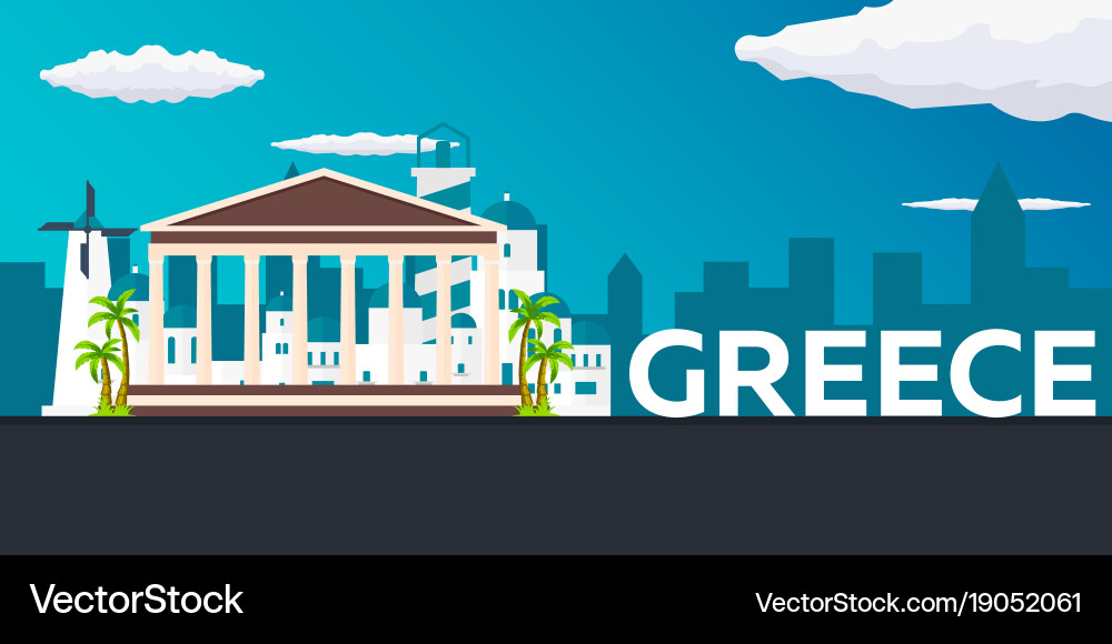 Travel banner to greece flat Royalty Free Vector Image
