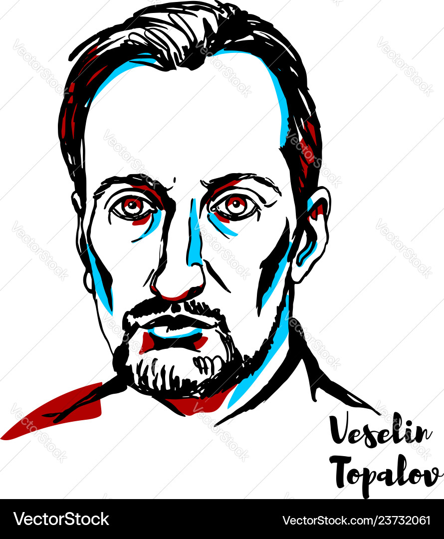 Veselin topalov portrait Royalty Free Vector Image
