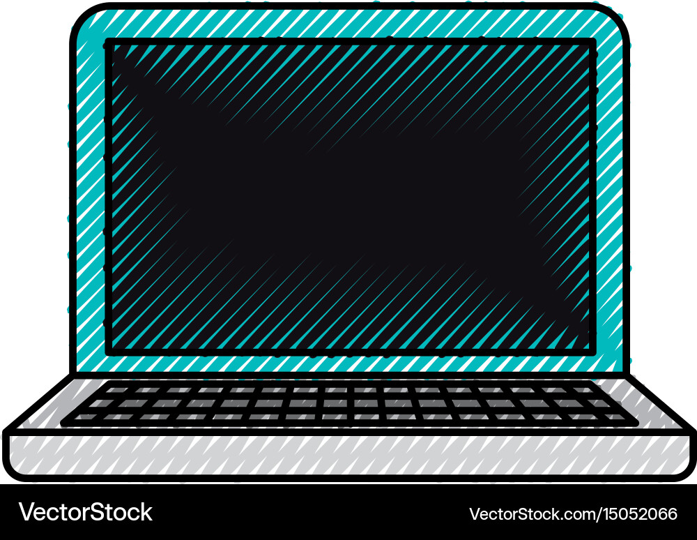 Colored crayon silhouette of laptop computer Vector Image