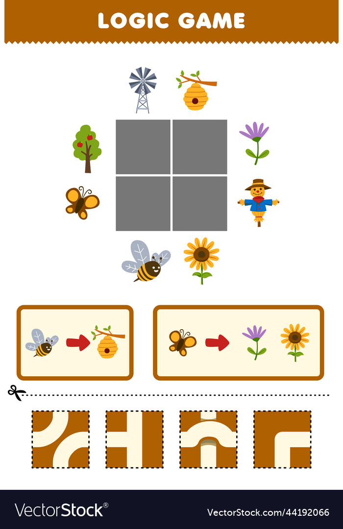 Education game for children logic puzzle build Vector Image