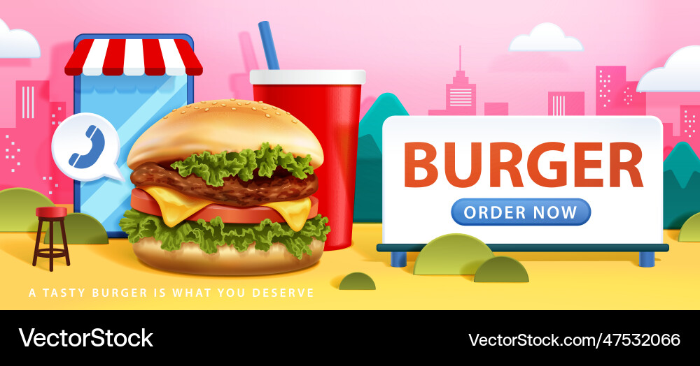 Fastfood restaurant ad banner Royalty Free Vector Image