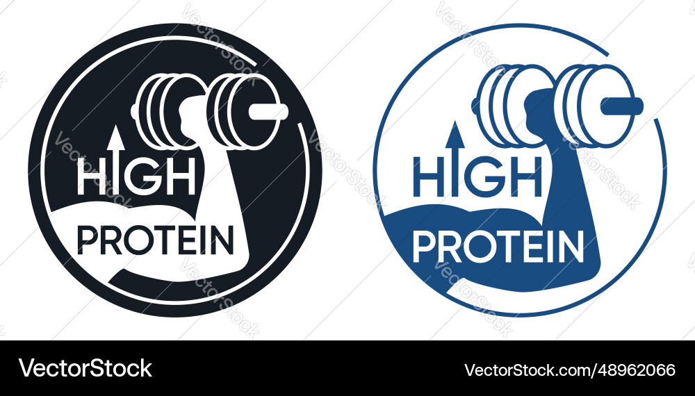 High protein label - food that useful for muscles Vector Image