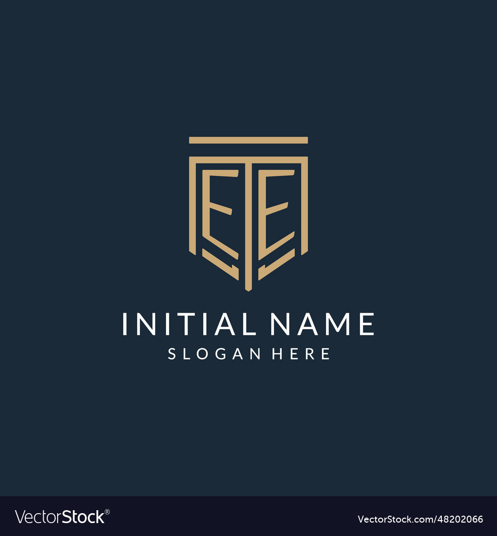 Initial ee shield logo monoline style modern and Vector Image